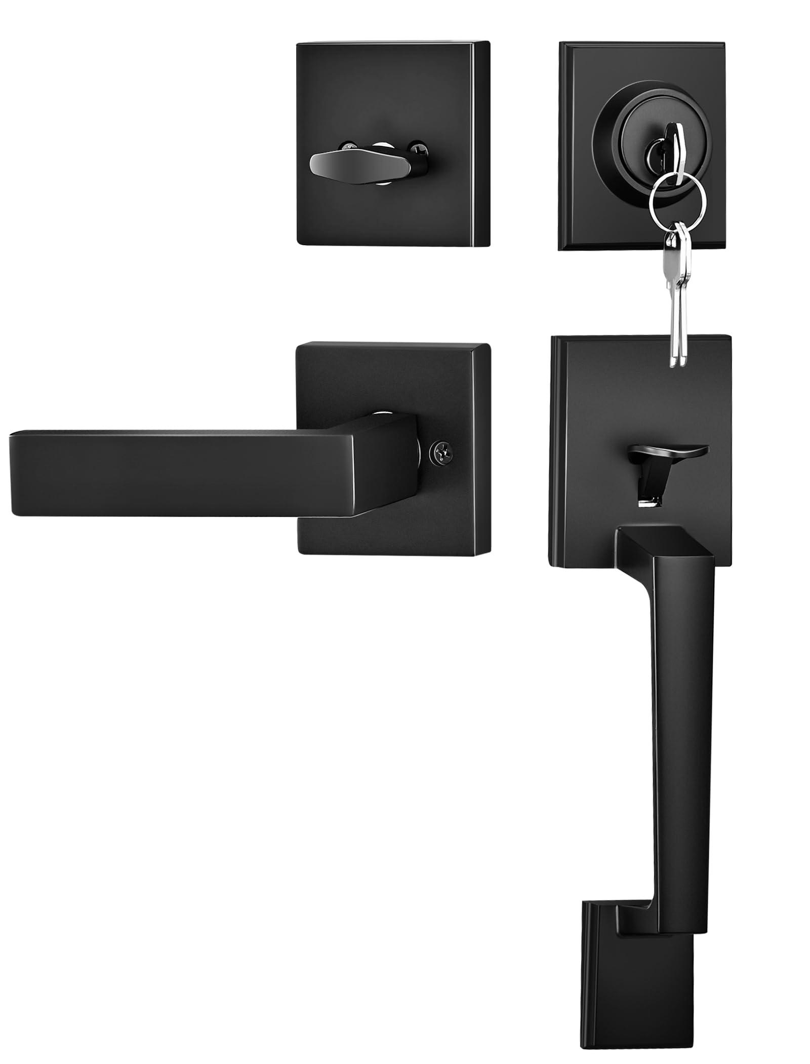 ELAMOR Front Door Handle with Deadbolt Set, Oil Rubbed Bronze, Adjustable Latch, Easy Installation, Durable Zinc Alloy, Modern Style