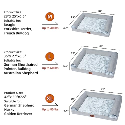 MIAO PAW Comfortable Orthopedic Dog Beds for Medium Large Dogs Egg- Foam Dog Crate Bed Removable Bolsters Washable Cover