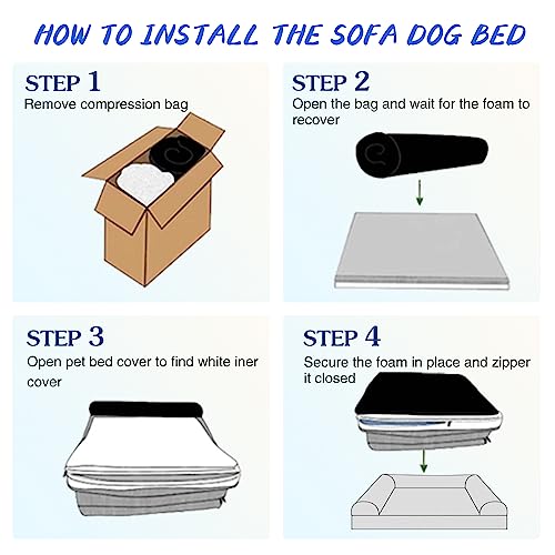 MIAO PAW Comfortable Orthopedic Dog Beds for Medium Large Dogs Egg- Foam Dog Crate Bed Removable Bolsters Washable Cover