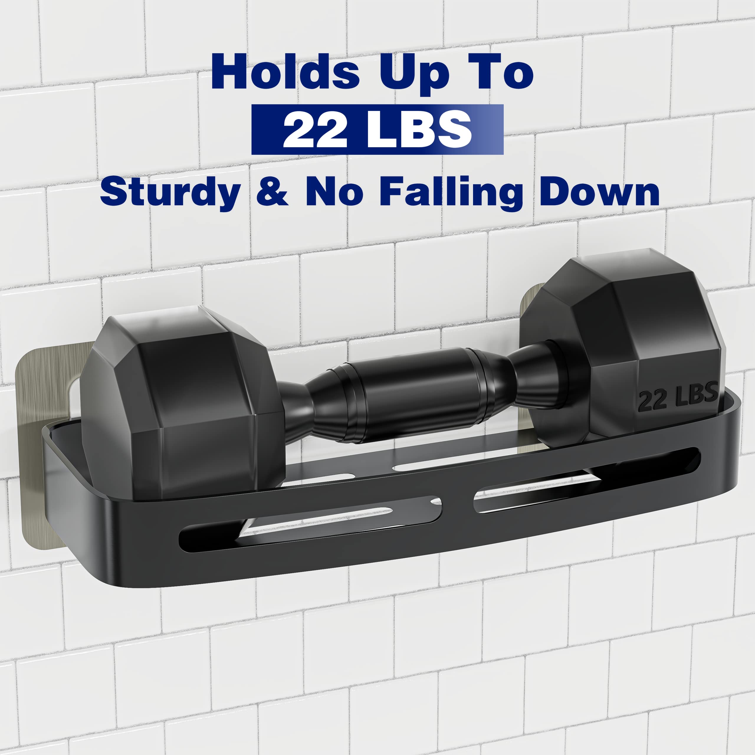 Fuprobys Shower Caddy 3 Pack - Large Shower Organizers & Soap Holder, Durable & Rustproof Shower Shelf, Wall Mounted Bathroom Shower Shelves, No Drilling Adhesive Shower Caddy with 4 Hooks, Black