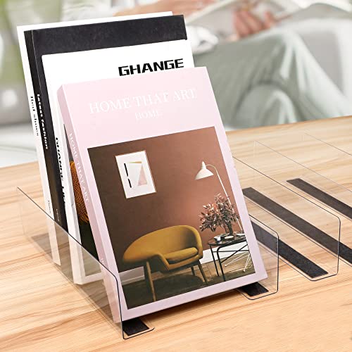 ULTECHNOVO Clear Shelf Dividers, Plastic Shelf Divider- 5PCS Shelf Separator with Magnetic Side- Firmly Standing Clear Shelf Clapboard for Cabinets Shelf Store Goods
