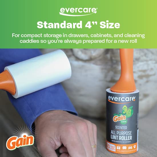 Evercare Pack of 6 Gain Scented All-Purpose Lint Roller Refill Rolls, 60 Sheets Each Multicolor