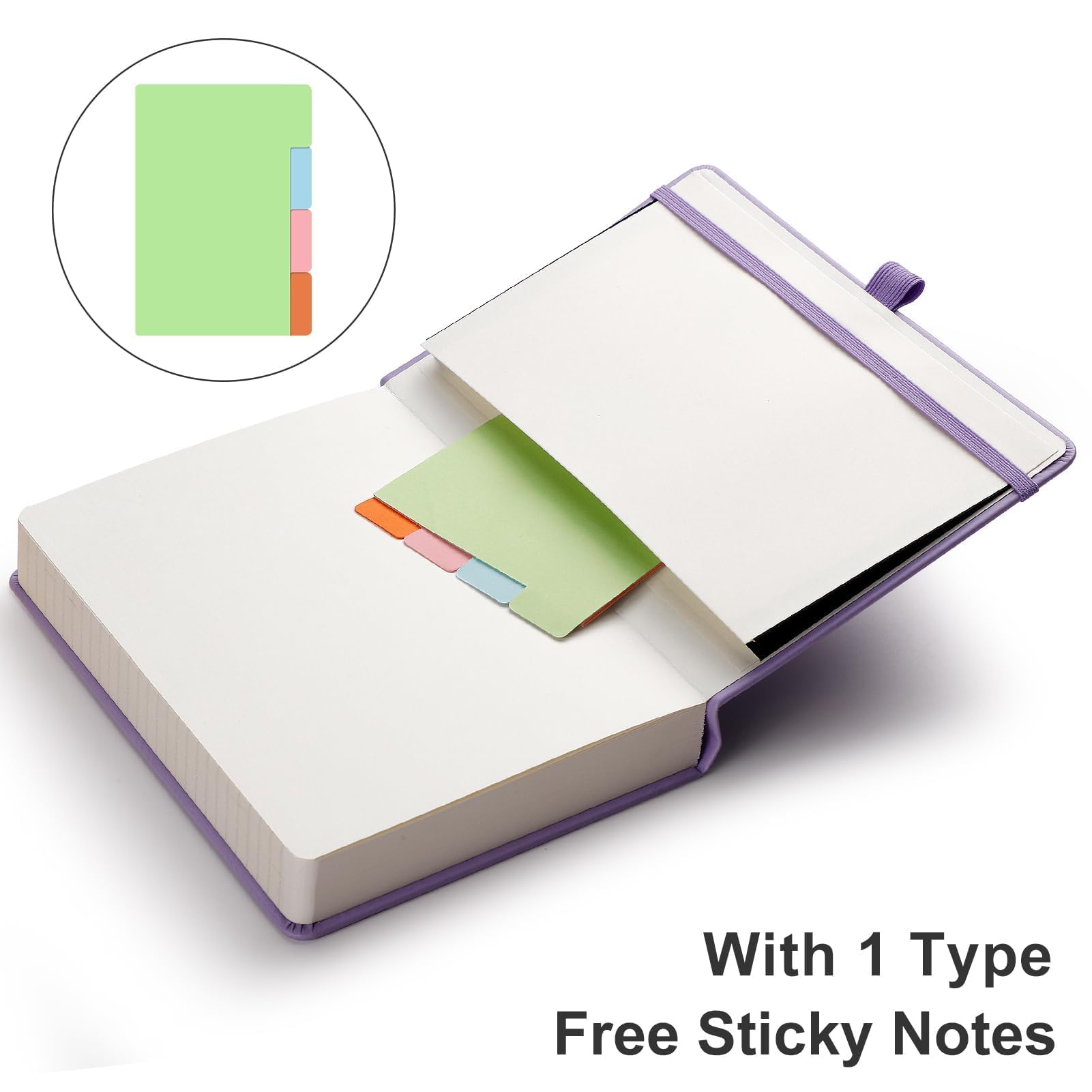 HIUKOOKA A5 Notebook College Ruled Journal For Women,320 Pages Thick Journal Hardcover Large Notebook,100 GSM Paper Leather Journal for Writing Student Diary,5.75''x 8.38''- Lightpurple