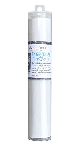 Kimberbell Embroidery Leather Sheet - White KDKB1245, 1PC, Size 8 in x 24 in, Easily Sewn, Assorted Colors Available, Faux Leather & Hand Washable