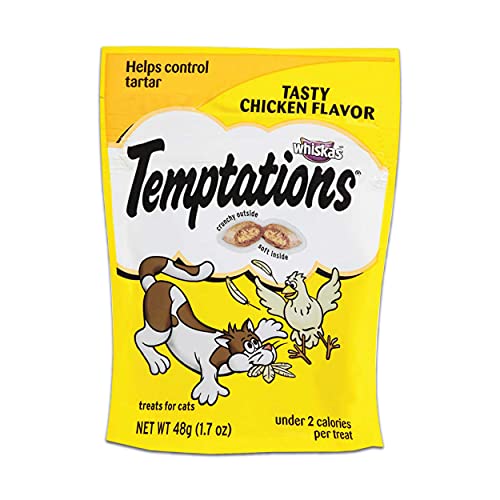 Temptations Whiskas Cat Treats Variety Pack -- 3 Temptations Cat Snack Treat Bags | Temptations Cat Treats Chicken, Dairy, and Tuna (1.7oz)
