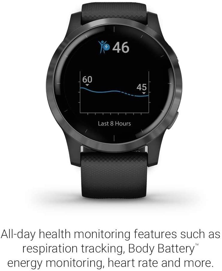Garmin Vivoactive 4 GPS Fitness Smartwatch (Renewed) with Black Case and Slate Hardware