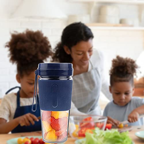 Ecoledix, Portable Blender Personal Size Blender Mixer Fruit Juicer Mini Blender Onehanded Drinking with Rechargeable USB for Sorbet Smoothie Fruit Juice Milk Shakes OutsideInside 280ML (Navy)…