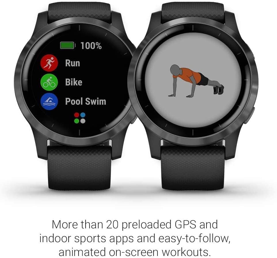 Garmin Vivoactive 4 GPS Fitness Smartwatch (Renewed) with Black Case and Slate Hardware