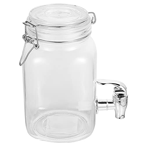 Hemoton Glass Dispenser Jar Beverage Dispenser Glass Jar with Tap Party Drink Dispenser Juice Dispenser Mason Jar with Spigot Glass Jar with Faucet