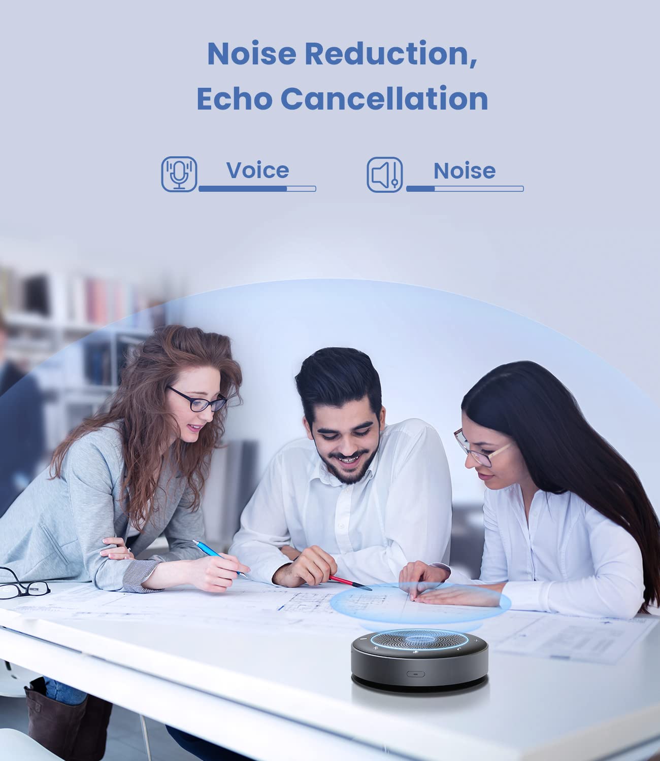 Enther&MAXHUB Upgraded BM21 Bluetooth Conference Speakerphone, Teleconference Speaker with Wireless Charging, USB Speaker with 6 Mics for Home Office, Enhanced 360° Voice Pickup and Noise Reduction