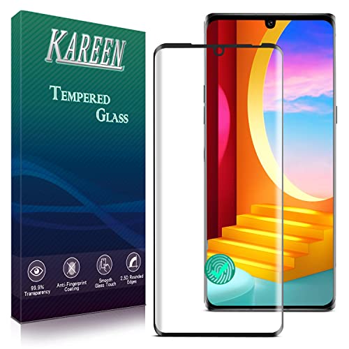 KAREEN [1 Pack for LG Velvet, LG Velvet 5G UW Tempered Glass Screen Protector, Supports Fingerprint Reader, Anti Scratch, 3D Full Coverage, Case Friendly, Bubble Free