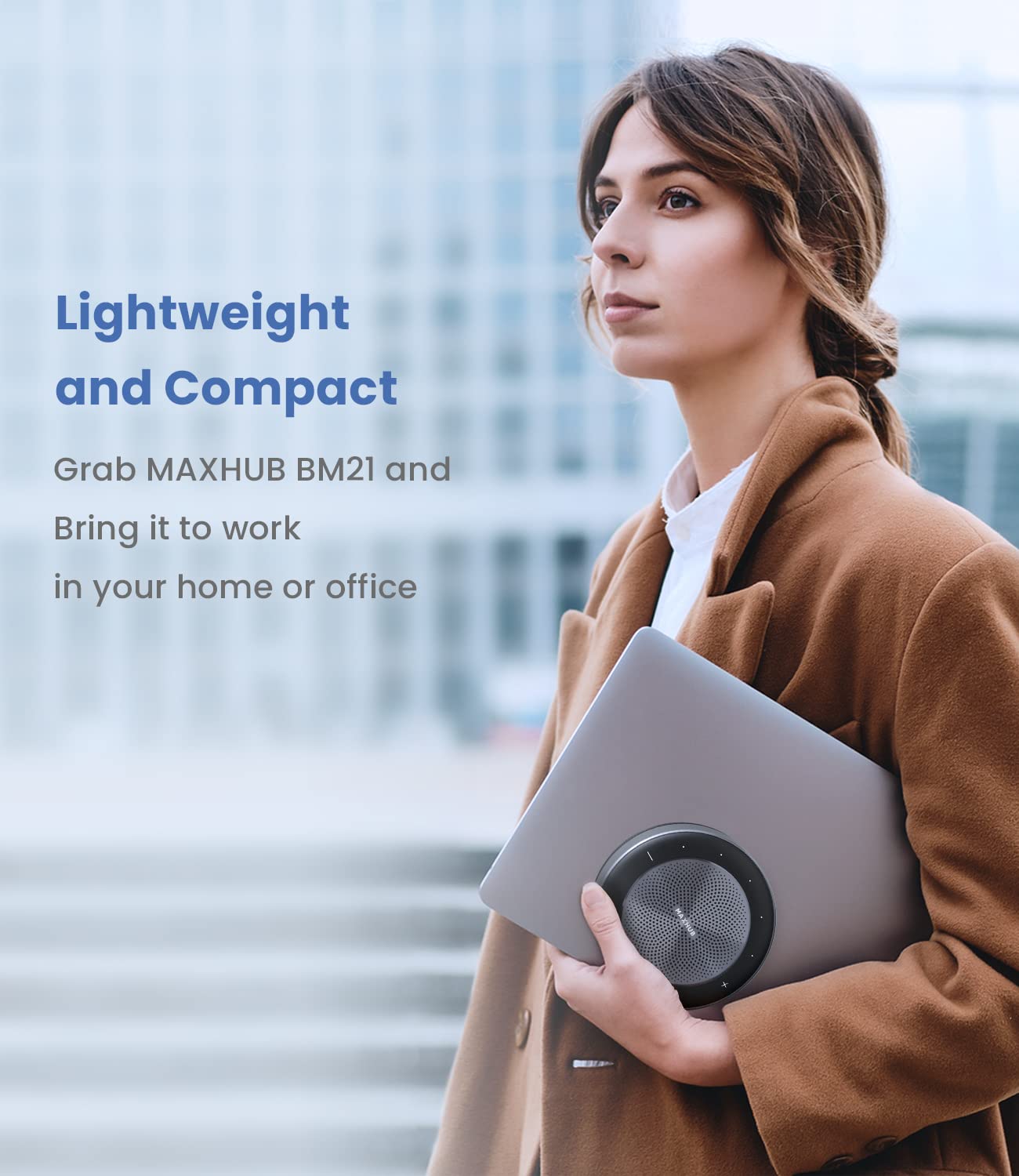 Enther&MAXHUB Upgraded BM21 Bluetooth Conference Speakerphone, Teleconference Speaker with Wireless Charging, USB Speaker with 6 Mics for Home Office, Enhanced 360° Voice Pickup and Noise Reduction