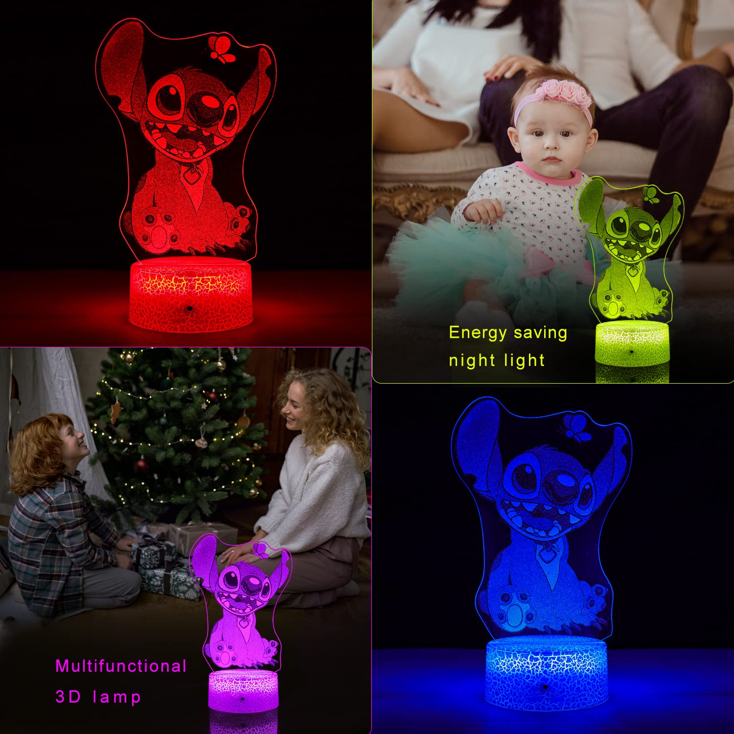 vpgun 3D Illusion Stitch Night Light: Stitch Light with Remote Control and Smart Touch, Stitch Lamp Stitch Room Decor for Girls Birthday Christmas Stitch Gifts