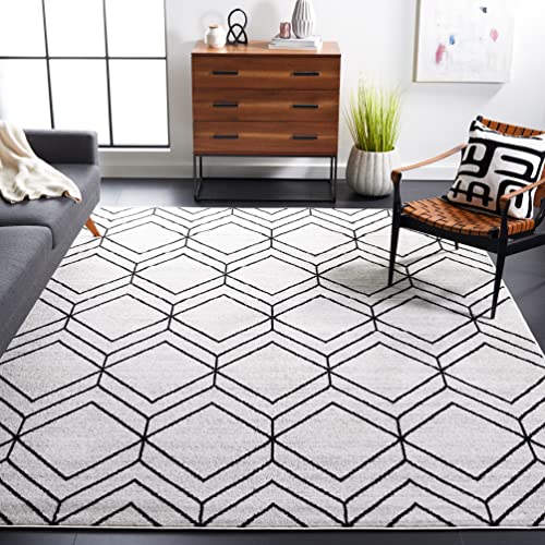 SAFAVIEH Adirondack Collection 8' x 10' Ivory/Black ADR241A Modern Geometric Non-Shedding Living Room Bedroom Area Rug