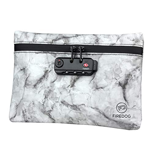 YEEFINE Smell Proof Bag with Combination Lock,Odor Proof Travel Bag PU leather for Cosmetic,Grinder,Herbs,Spices and travel stash storage (Black)