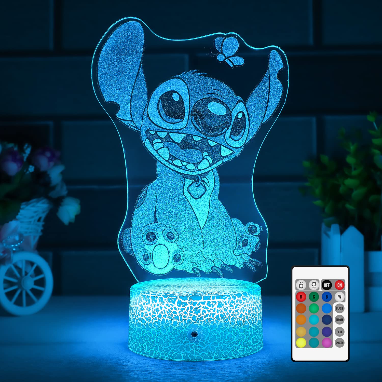 vpgun 3D Illusion Stitch Night Light: Stitch Light with Remote Control and Smart Touch, Stitch Lamp Stitch Room Decor for Girls Birthday Christmas Stitch Gifts