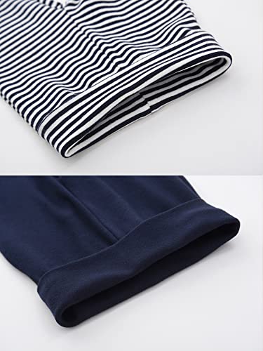 ACESTAR Newborn Baby Boys Girls 3-Pack Cotton High Waist Footed Pants 6-12 Months, Navy Blue