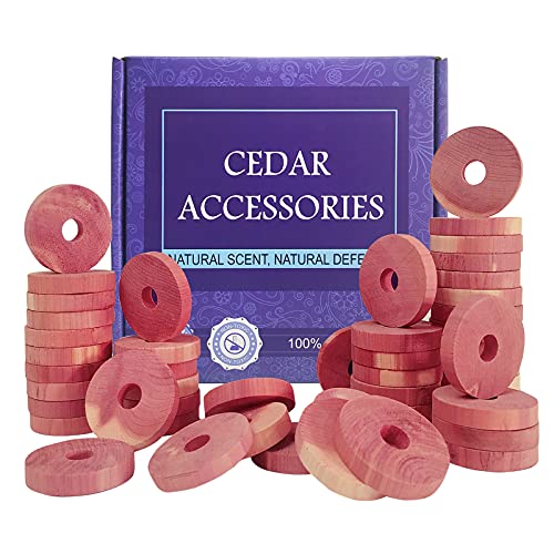 Omio Cedar Blocks for Clothes Storage - 54 Pcs 100% Aromatic Red Cedar Rings for Wardrobe Closets and Drawers, Cedar Wood Rings for Clothes Storage