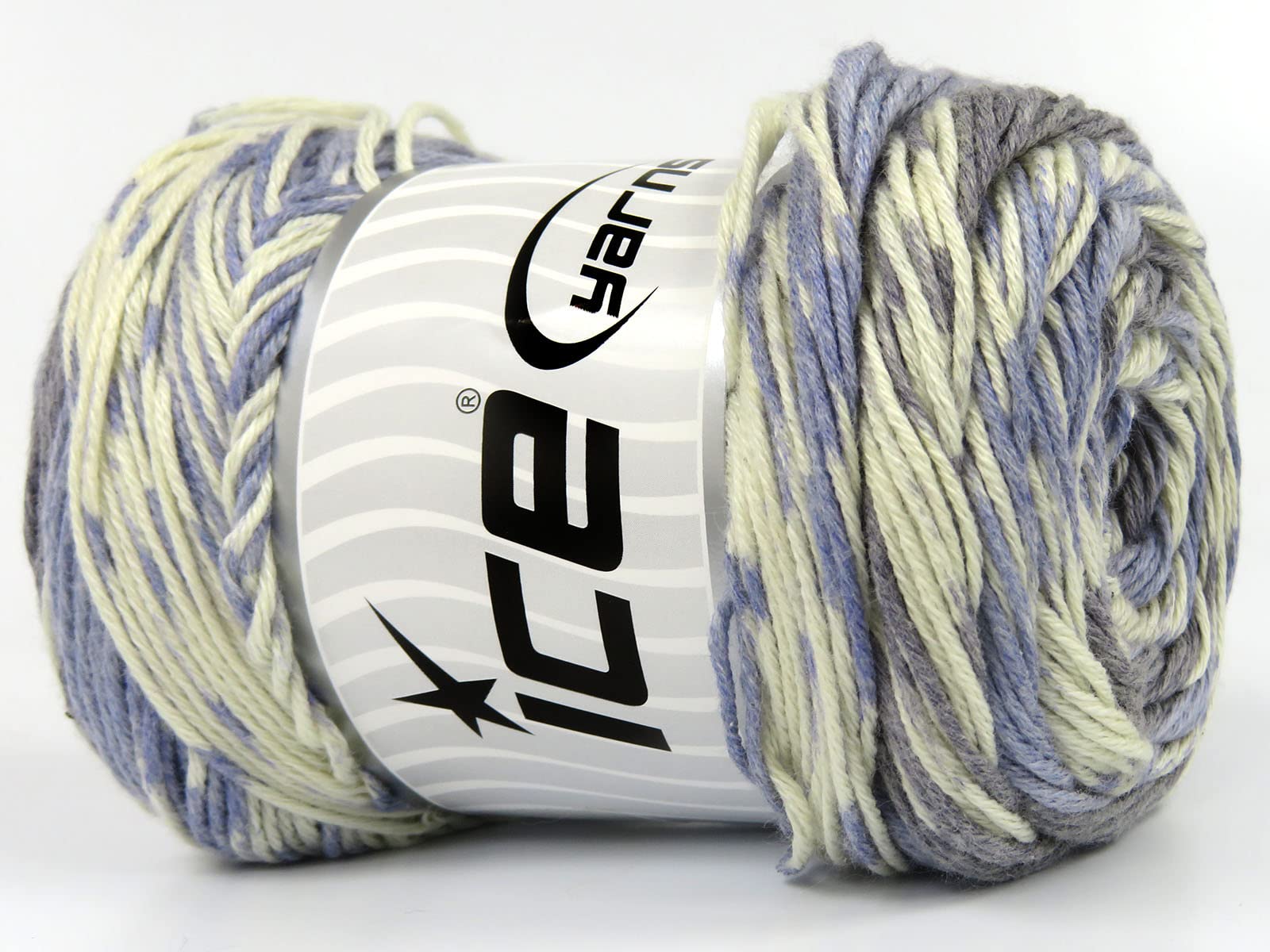 Lot of 4 x 100gr Skeins Ice Yarns Jacquard Cotton (60% Cotton) Yarn Cream Grey Blue