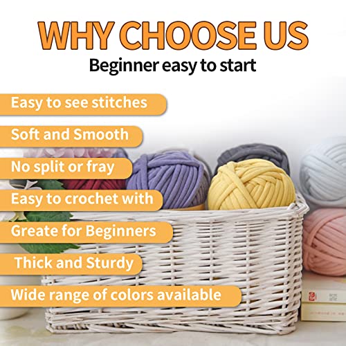 3PCS 150g Beginners Blue Yarn for Crocheting and Knitting,260 Yards Cotton Nylon Blend Yarn for Hand DIY Bag Basket Dolls and Cushion
