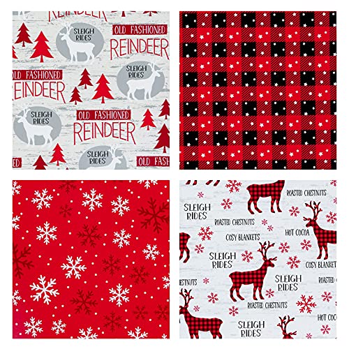 WRAPAHOLIC Christmas Wrapping Paper Roll - Rustic Holiday Woodland Scenes - Snowflake, Plaid, Reindeer - 4 Rolls - 30 Inch X 120 Inch Per Roll