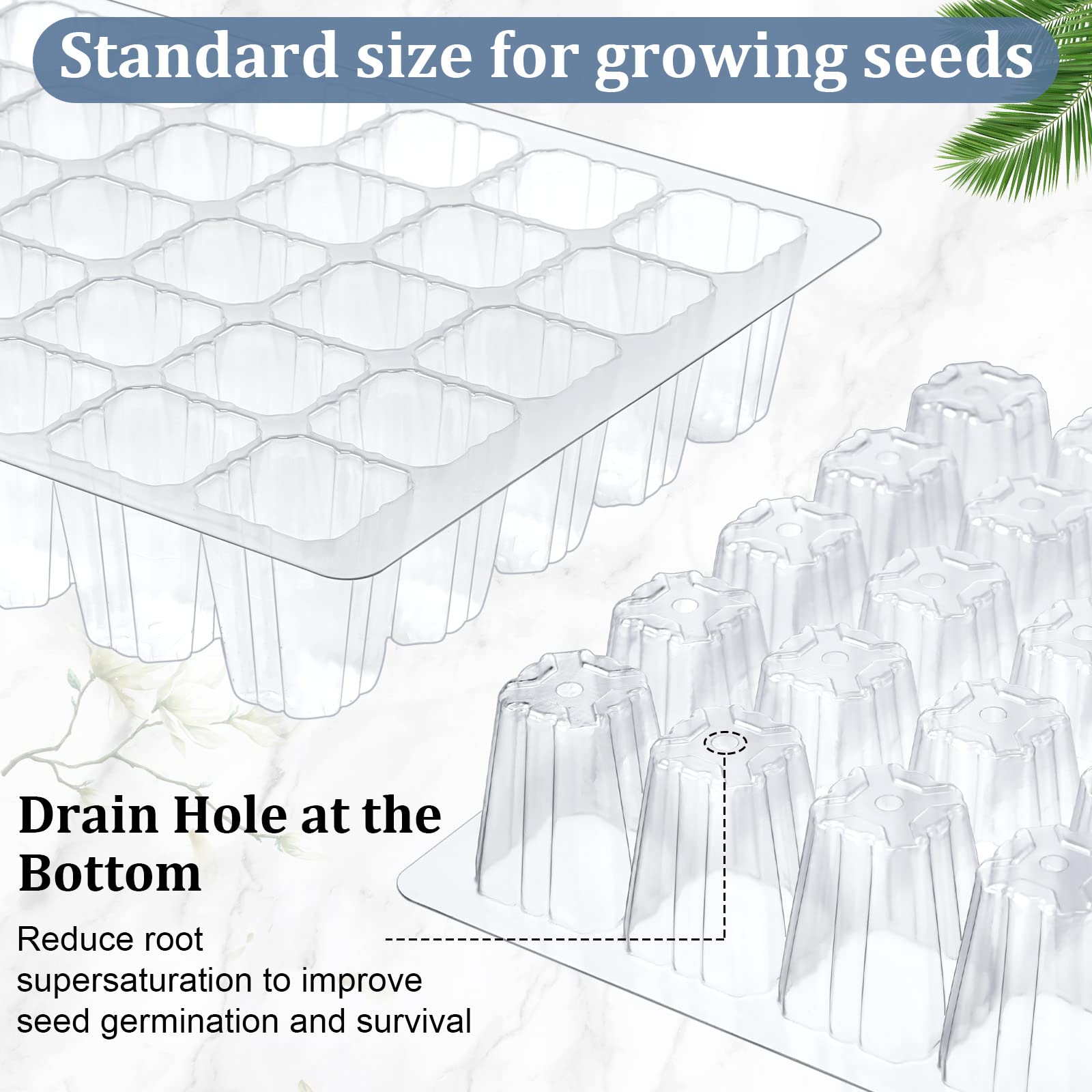 8 Pack Seed Starter Tray Seedling Trays with 200 Peat Pellets 20 Plant Labels 4 Gardening Tools with Humidity Vented Domes and Base Seed Germination Kit Mini Greenhouse for Plant Seedling (Black)