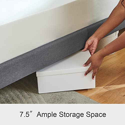 Molblly King Bed Frame Upholstered Platform with Headboard and Strong Wooden Slats,Non-Slip and Noiseless,No Box Spring Needed, Easy Assembly,Light Gray
