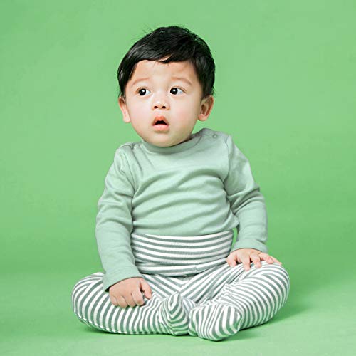 ACESTAR Newborn Baby Boys Girls 3-Pack Cotton High Waist Footed Pants 6-12 Months, Navy Blue