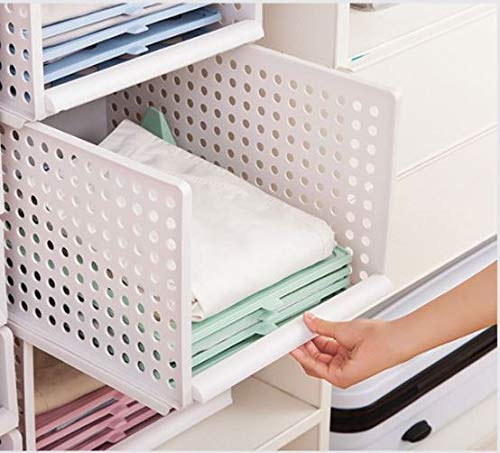 HomeDecoGoods Sturdy Simple Plastic Storage Drawers, Stackable Small Large Sliding Basket Organizer Drawer, White - Storage Drawers Organizer Using for Office, Kitchen, Living Room (Small)