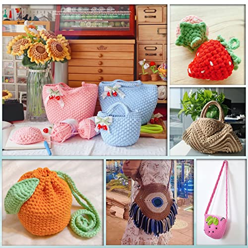 3PCS 150g Beginners Blue Yarn for Crocheting and Knitting,260 Yards Cotton Nylon Blend Yarn for Hand DIY Bag Basket Dolls and Cushion