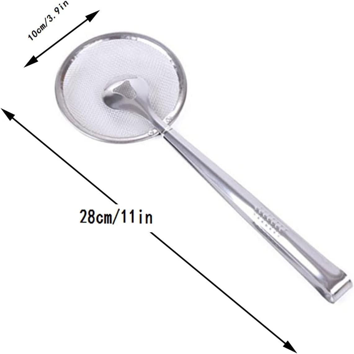 2 in 1 Stainless Steel Fine Mesh Strainer With Clip Tongs Oil Filter Spoon Multi-functional Reusable BBQ Filter Clamp Strainer Kitchen Tools for Oil-frying Food
