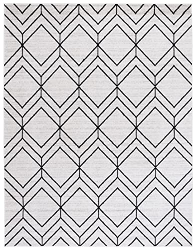SAFAVIEH Adirondack Collection 8' x 10' Ivory/Black ADR241A Modern Geometric Non-Shedding Living Room Bedroom Area Rug