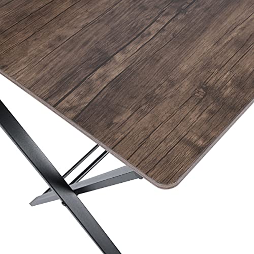 FurnitureR 31.9'' Folding 2 Tier Foldable Assembly Saves Space for Home Office Study, Metal Frames/Wood Top Laptop Table, Brown Computer Desk
