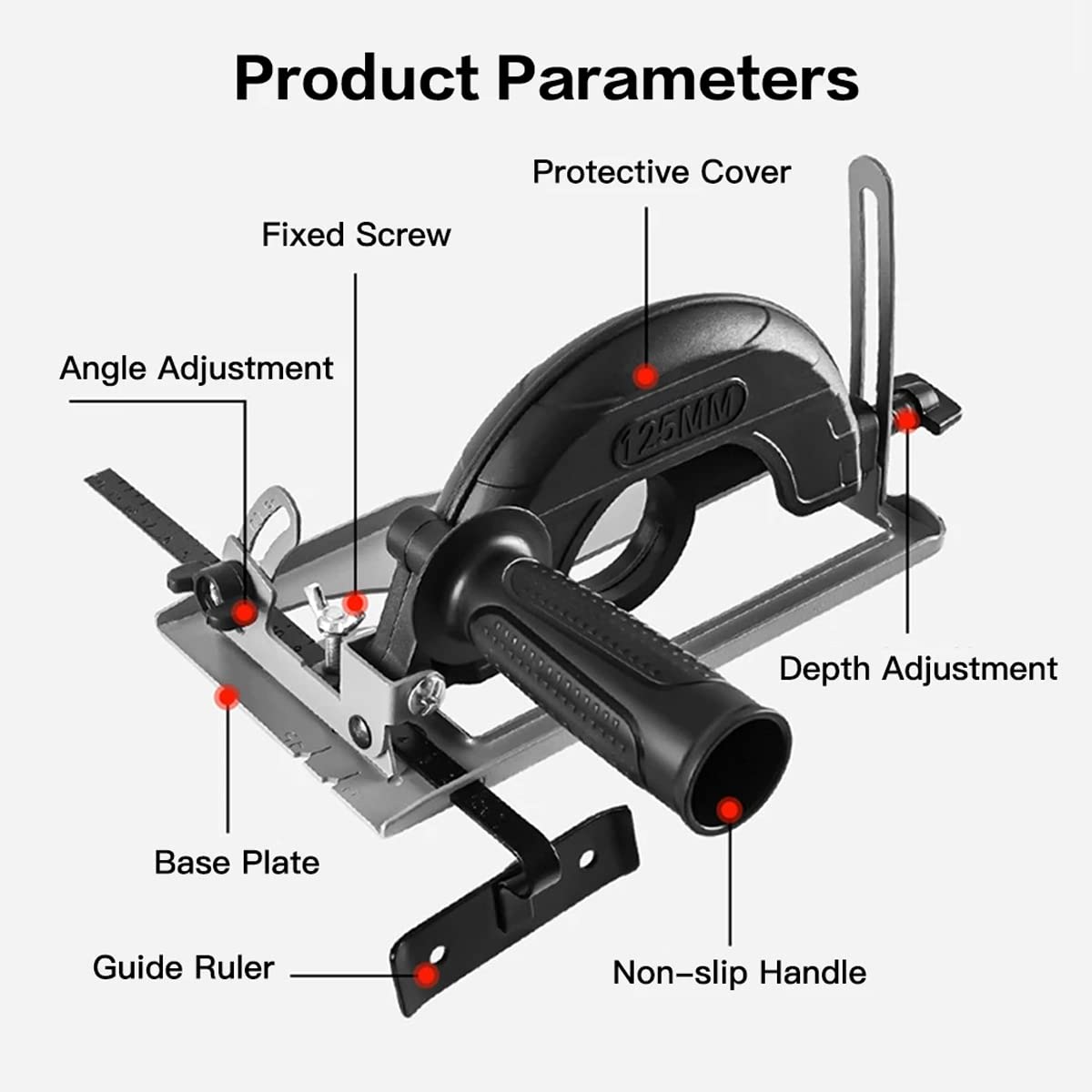 AZB Cutting Machine Slotting Base Quick Install 45° Adjustable Cutting Depth Positioning Bracket for 100-125mm Angle Grinder, JMJQ0169-1