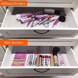 MDHAND Bamboo Drawer Dividers, Expandable & Adjustable Drawer Dividers Organizers, Drawer Separators for Kitchen, Dresser, Bedroom, Office, Set of 4 (17-22in)