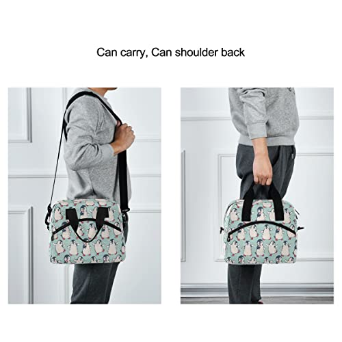 Cute Penguins Reusable Insulated Lunch Bag Lunch Tote Bag for Women Men,Animals Cooler Bag Lunch Box Container with Adjustable Shoulder Strap for Picnic School Work Office