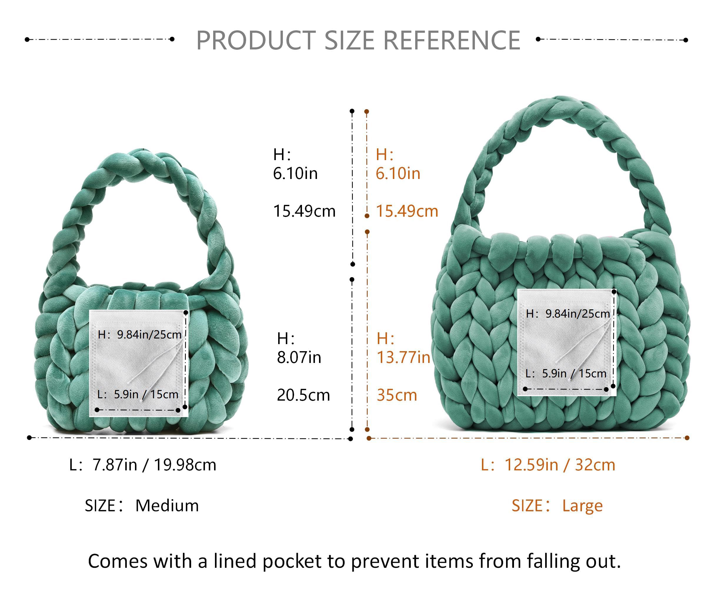 Handwoven Tote Bags for Women Chunky Yarn Knit Shoulder Bag Handmade Braided Purse(Dark Green)