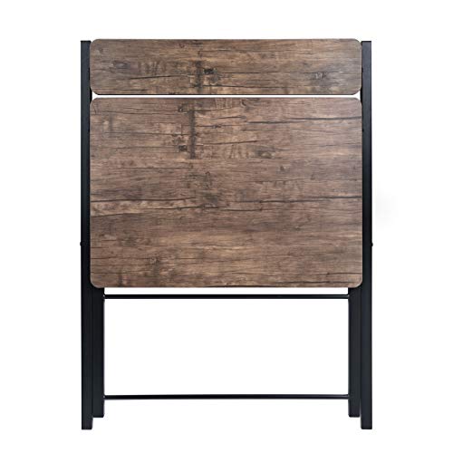 FurnitureR 31.9'' Folding 2 Tier Foldable Assembly Saves Space for Home Office Study, Metal Frames/Wood Top Laptop Table, Brown Computer Desk