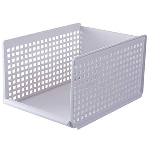 HomeDecoGoods Sturdy Simple Plastic Storage Drawers, Stackable Small Large Sliding Basket Organizer Drawer, White - Storage Drawers Organizer Using for Office, Kitchen, Living Room (Small)