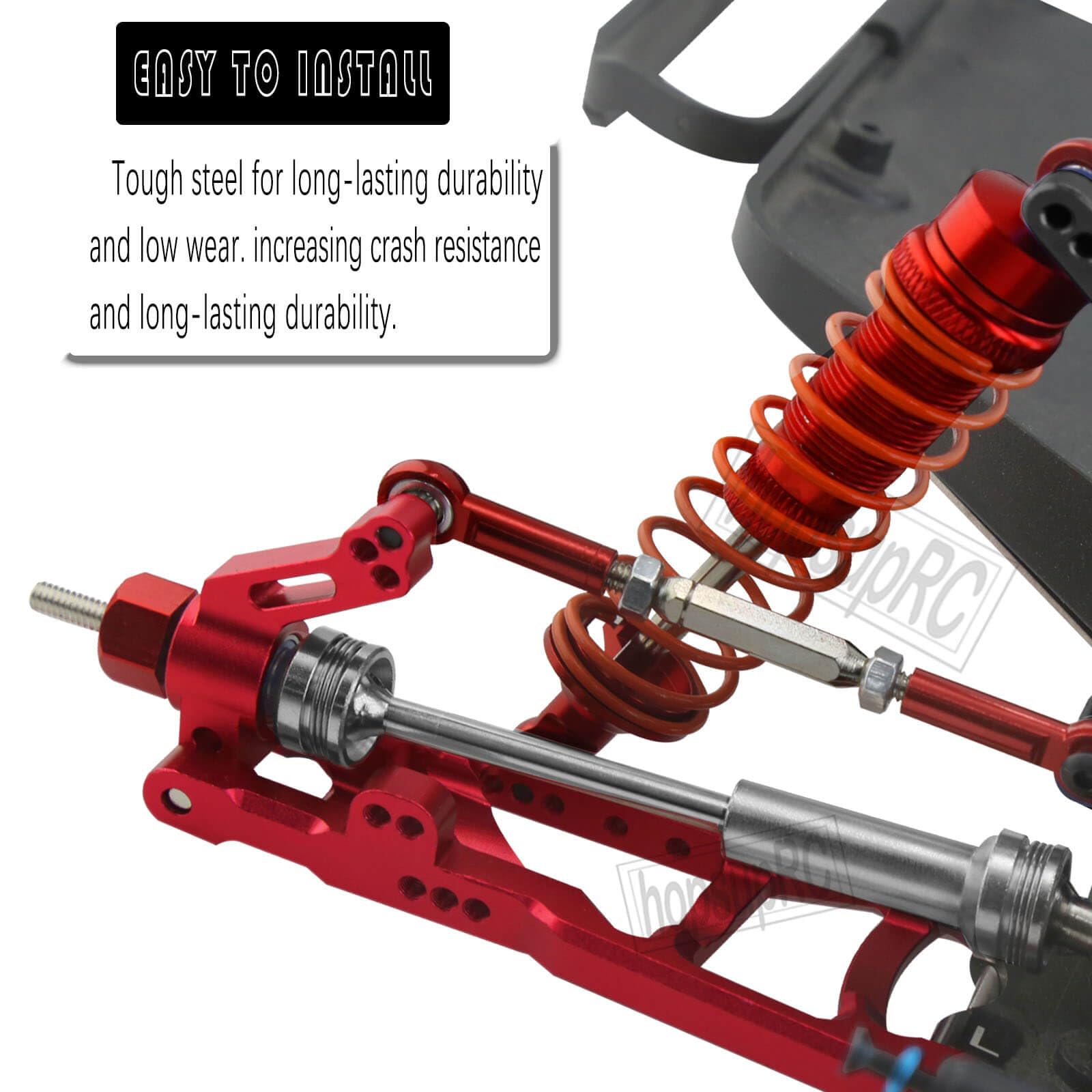 hopsupRC #45 Steel Drive Shaft CVD Upgrades for 1/10 Slash VXL 4X4,Rustler VXL 4X4,Stampede VXL 4X4,Hoss VXL 4X4 4WD,Stainless Front Rear Driveshaft Axles with Hex Hops up,Silver