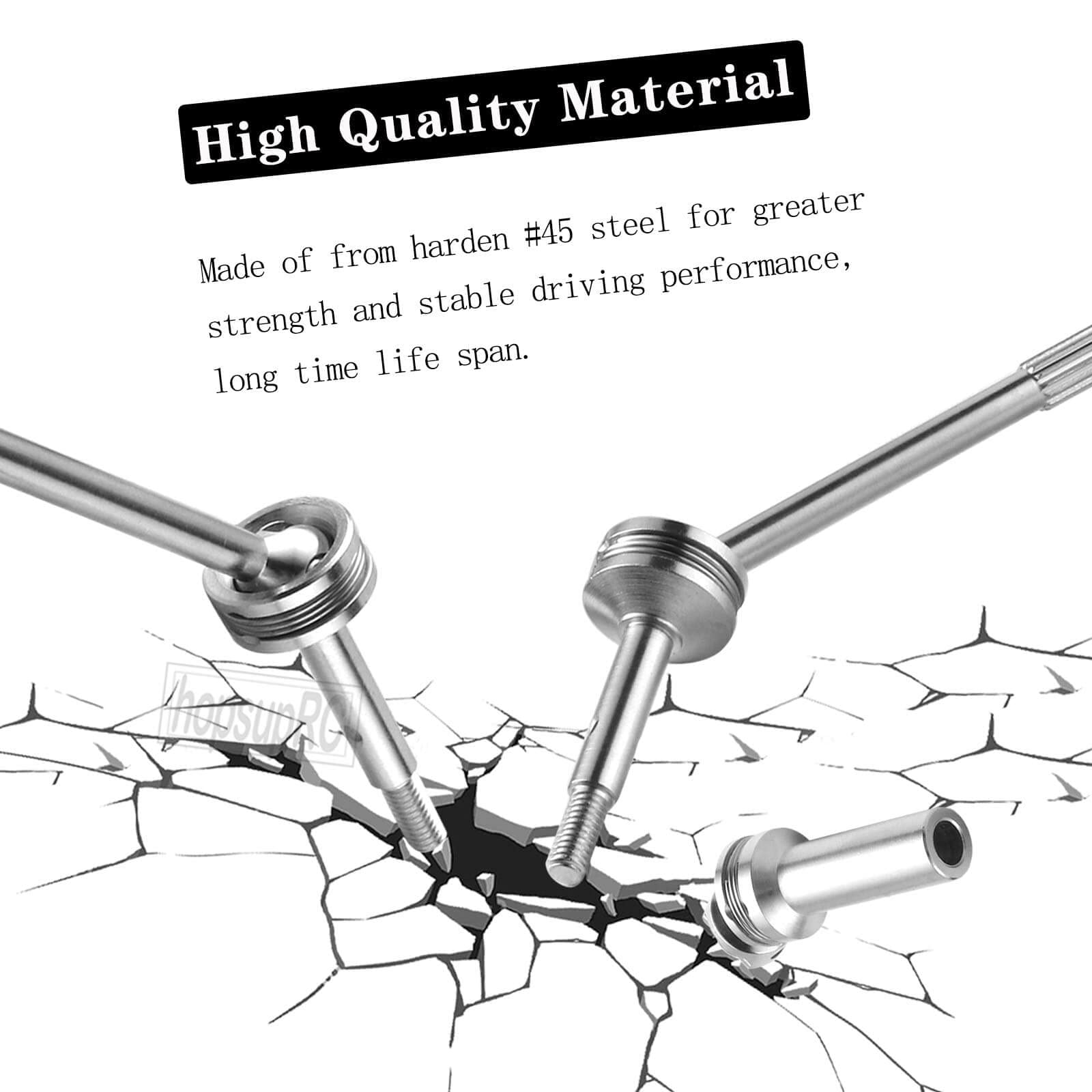 hopsupRC #45 Steel Drive Shaft CVD Upgrades for 1/10 Slash VXL 4X4,Rustler VXL 4X4,Stampede VXL 4X4,Hoss VXL 4X4 4WD,Stainless Front Rear Driveshaft Axles with Hex Hops up,Silver
