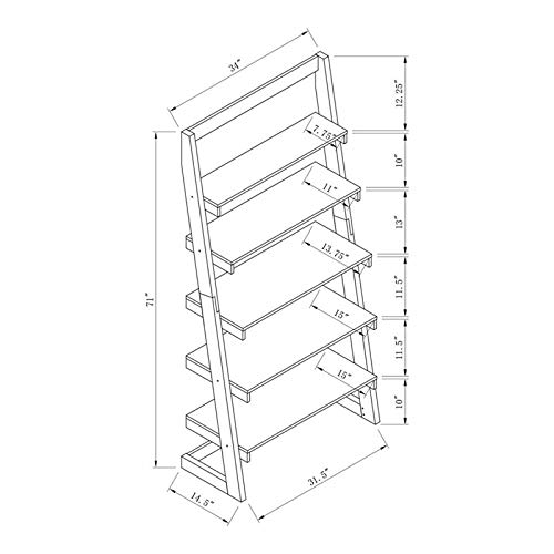 Furniture of America Gleim Transitional Wood 5-Shelf Bookcase in Natural Tone