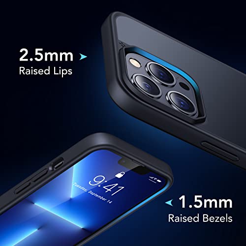 CASEKOO for iPhone 13 Pro Max Case KooShock, [10 FT Military Drop Protection] [Skin-Friendly Touch] Built-in Airbags and Rugged Matte Back, Thin Translucent Protective Case 6.7", Black