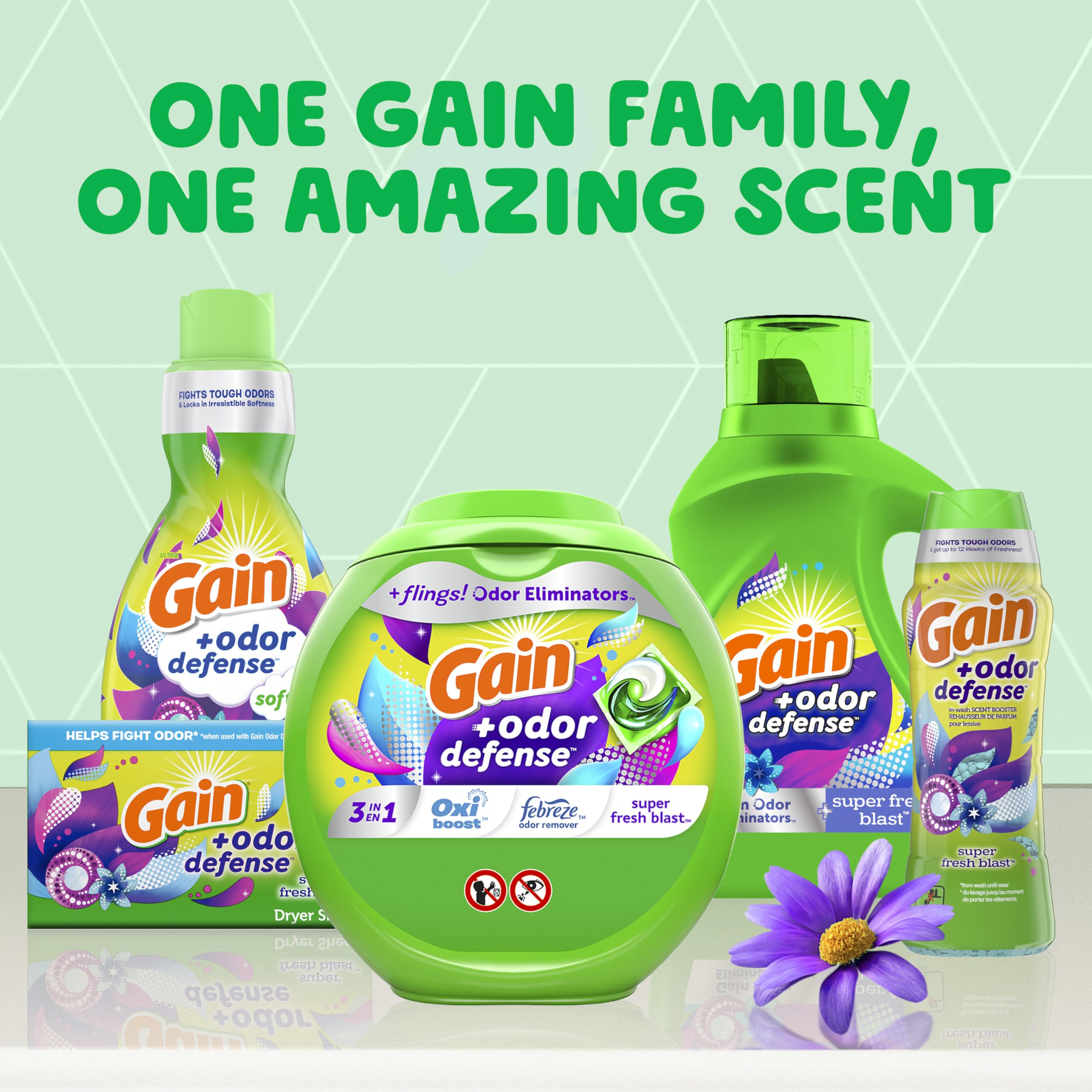 Gain + Odor Defense Liquid Laundry Detergent Super Fresh Blast Scent, HE Compatible, 107 Loads 154 fl oz, Gain Laundry Detergent, Liquid Laundry Detergent