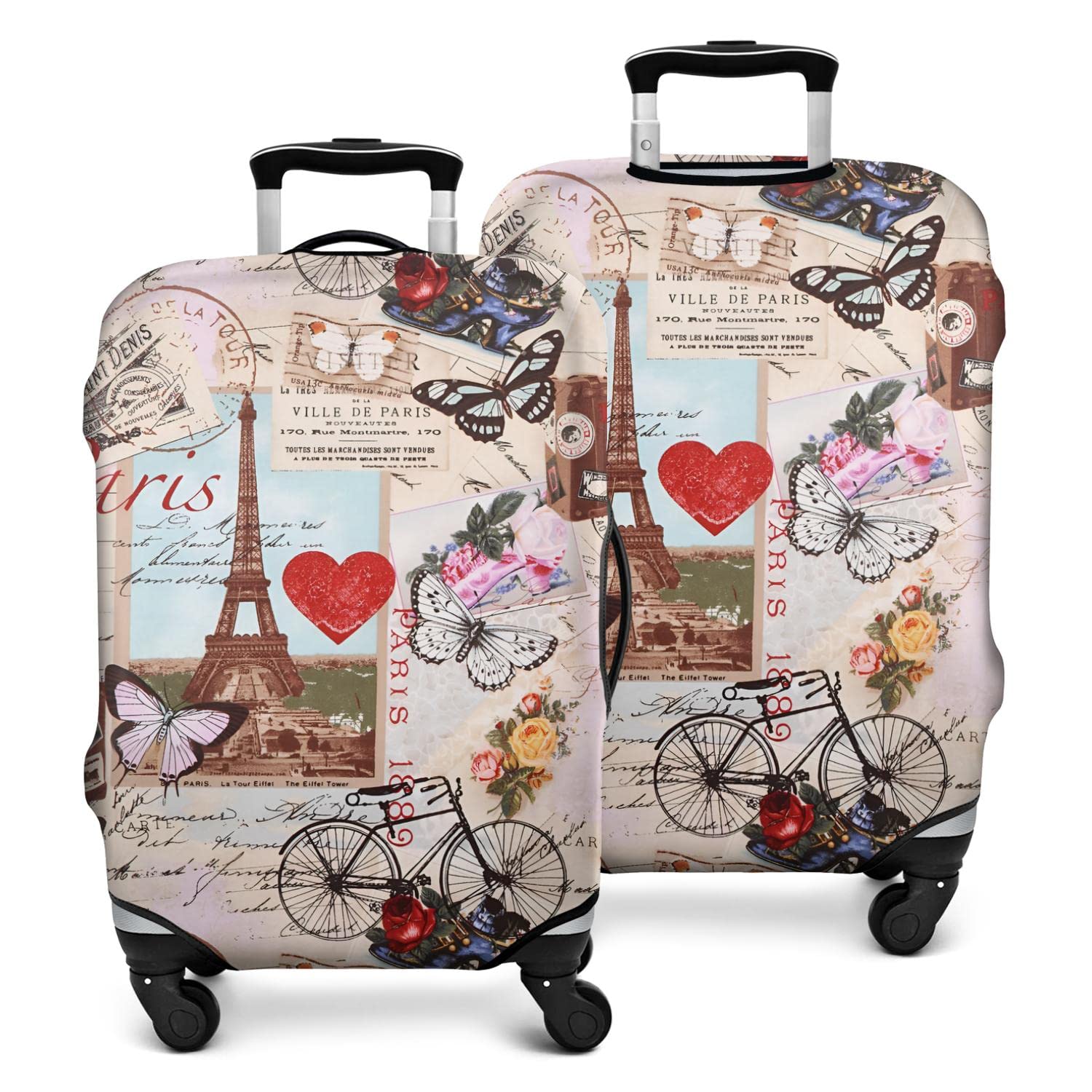 Xidingyue France Paris Tower Luggage Protective Cover Eiffef Tower Pattern Elastic Suitcase Cover Fit 22-24 Inch Luggage