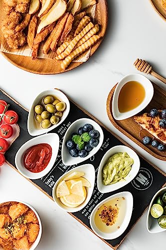 Miamolo 8 Pack Dipping Sauce Bowls, 3 Oz Ceramic Soy Sauce Dish Dip Bowls Water Drop Shape, Small Bowls for Side Dishes, Sushi, Ice Cream, Appetizer, BBQ, Party
