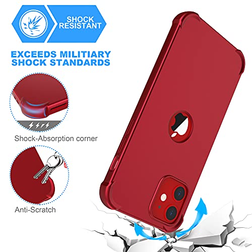 Designed for iPhone 12 Mini Case, ORETech Compatible with iPhone 12 Mini Case with [2 x Tempered Glass Screen Protector]360° Full Body Protection Hard PC TPU Slim Case for iPhone 12 Mini Case 5.4"Red