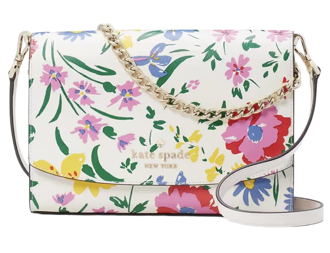 Kate Spade New York Carson Convertible Chain Crossbody Shoulder Bag Floral Garden Bouquet