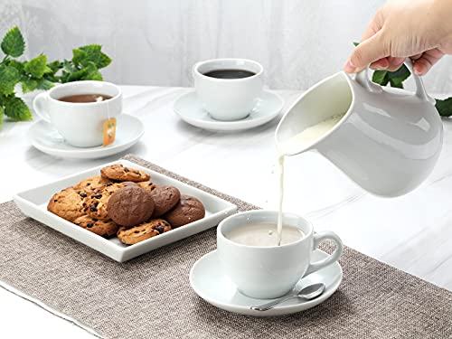 Yedio Porcelain Milk Creamer Pitcher with Handle, 17 Ounce White Porcelain Creamer Pitcher for Coffee and Tea