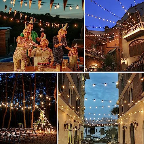 Dott Arts Solar String Lights - 100FT, 52 Bulb Globe Outdoor Solar Lights with Remotes, Dimmable for Patio, Backyard, Garden, Porch, Party